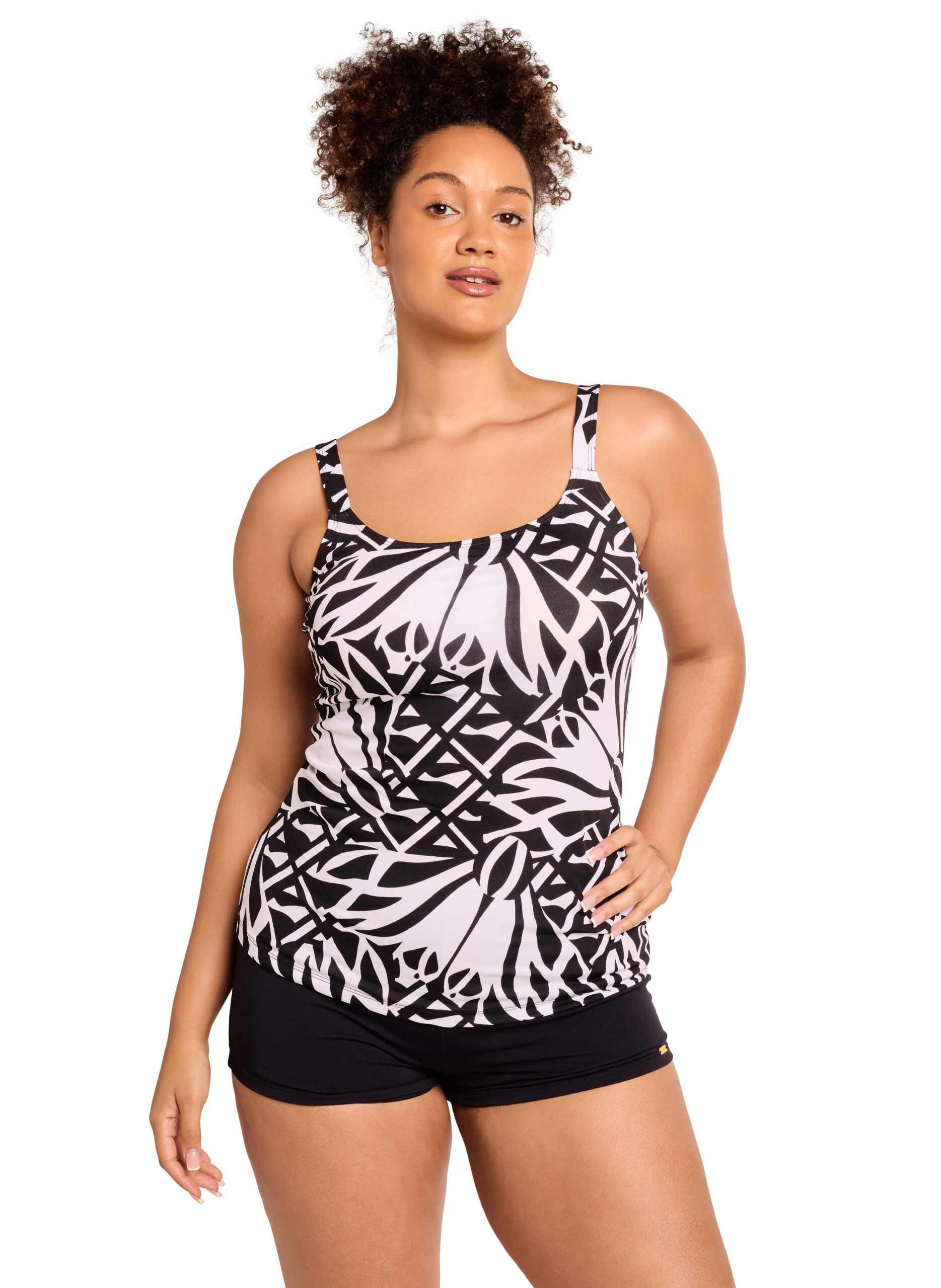 Damask Scoop Neck Tankini Top - Genevieve Swimwear