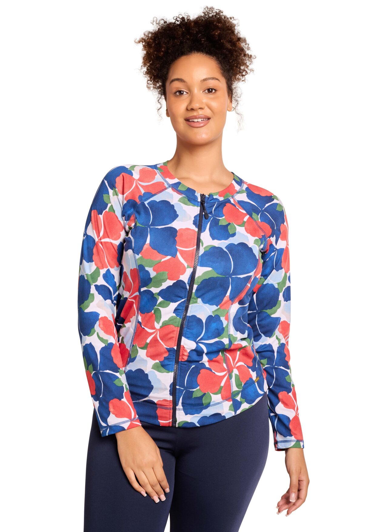 Mandala Zip Front Long Sleeve Rash Top - Genevieve Swimwear